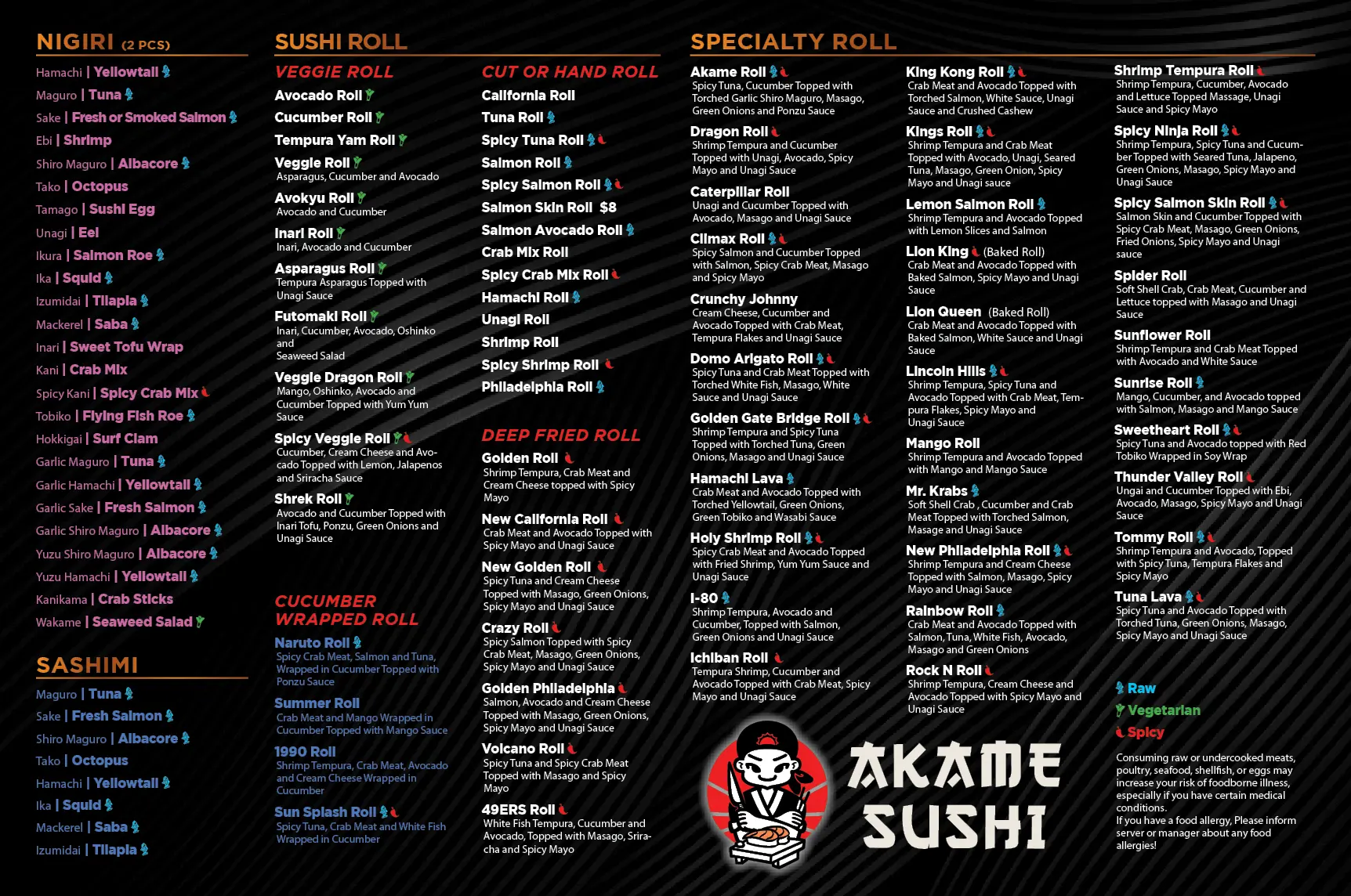 Menu - Akame Sushi